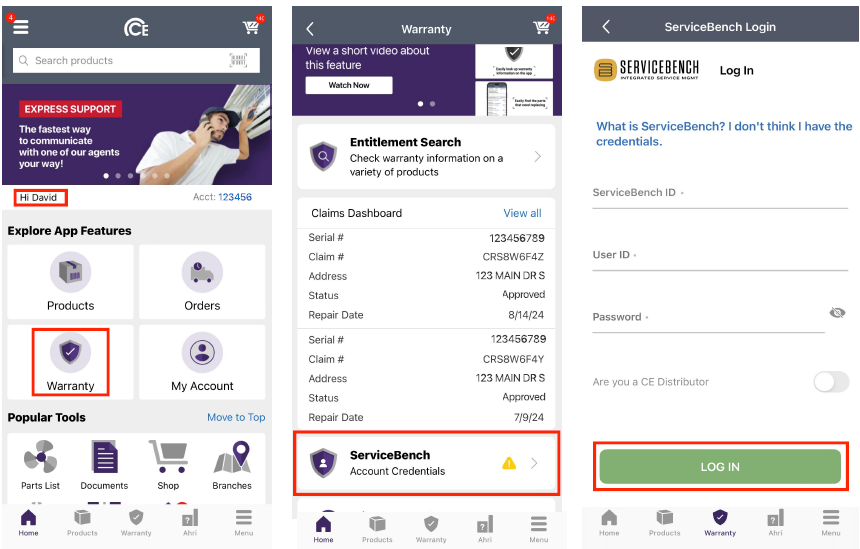 How do I submit a warranty claim using the HVAC Pro+ Mobile App?